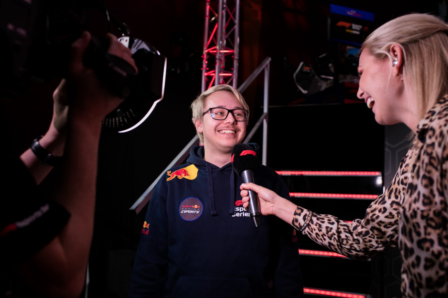 Joni Tormala chats to Rosanna Tennant after his Hockenheim podium